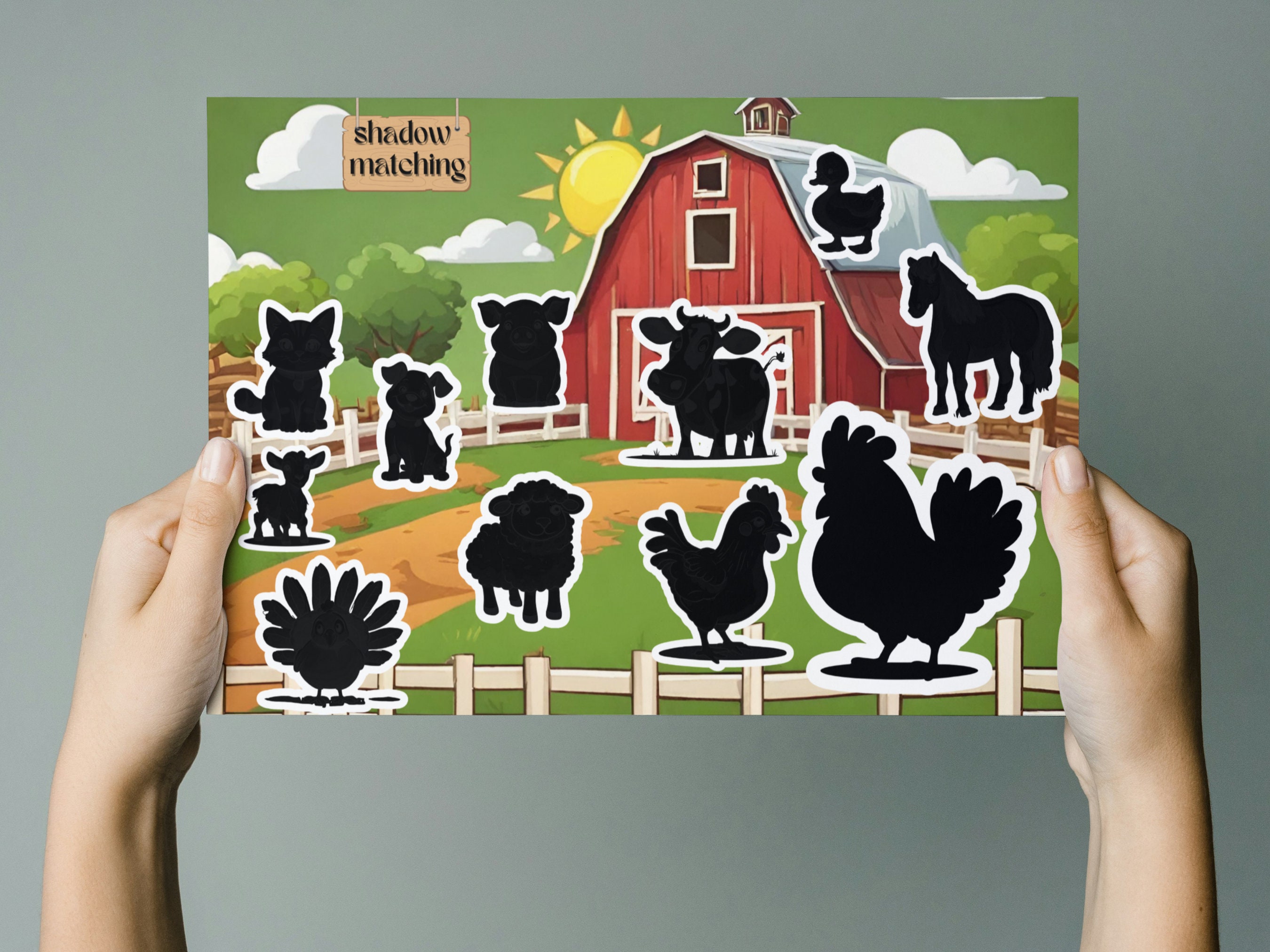 Farm Animals Shadow Matching for Busy Book Printable for Toddler ...