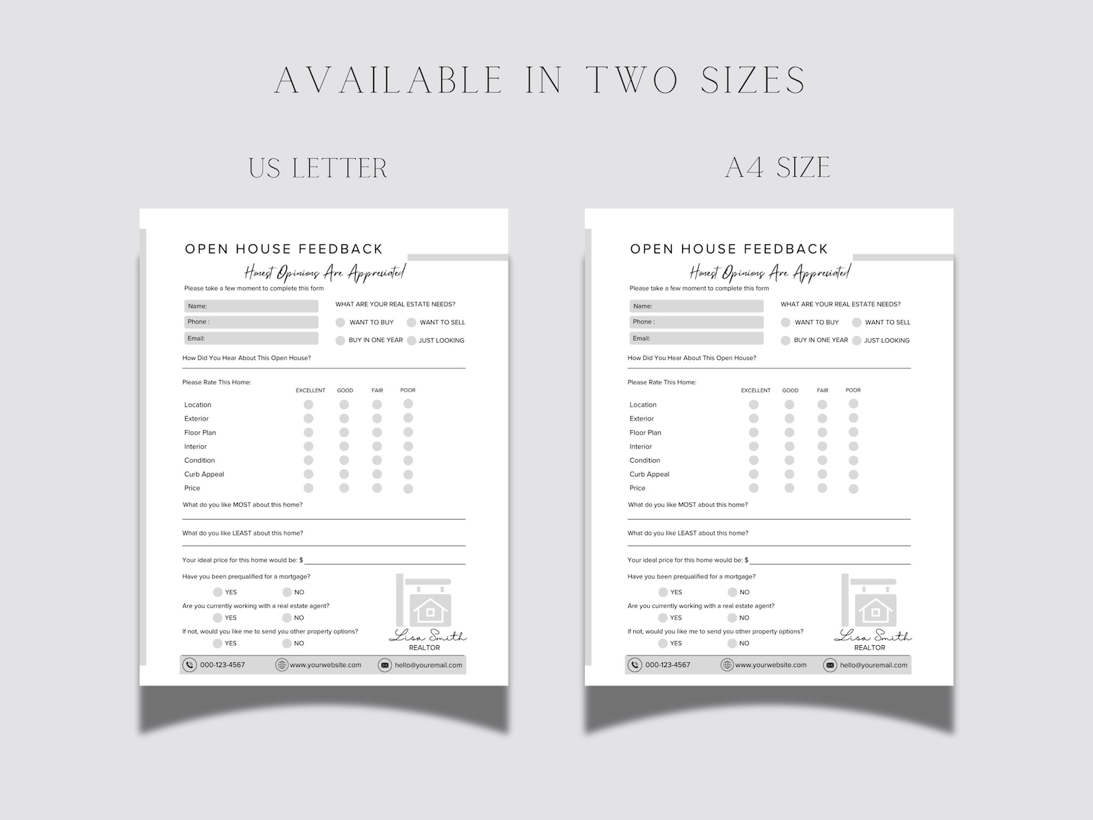 Editable Open House Feedback Form Template for Real Estate Buyer ...