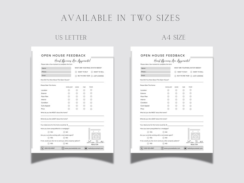 Editable Open House Feedback Form Template for Real Estate Buyer ...