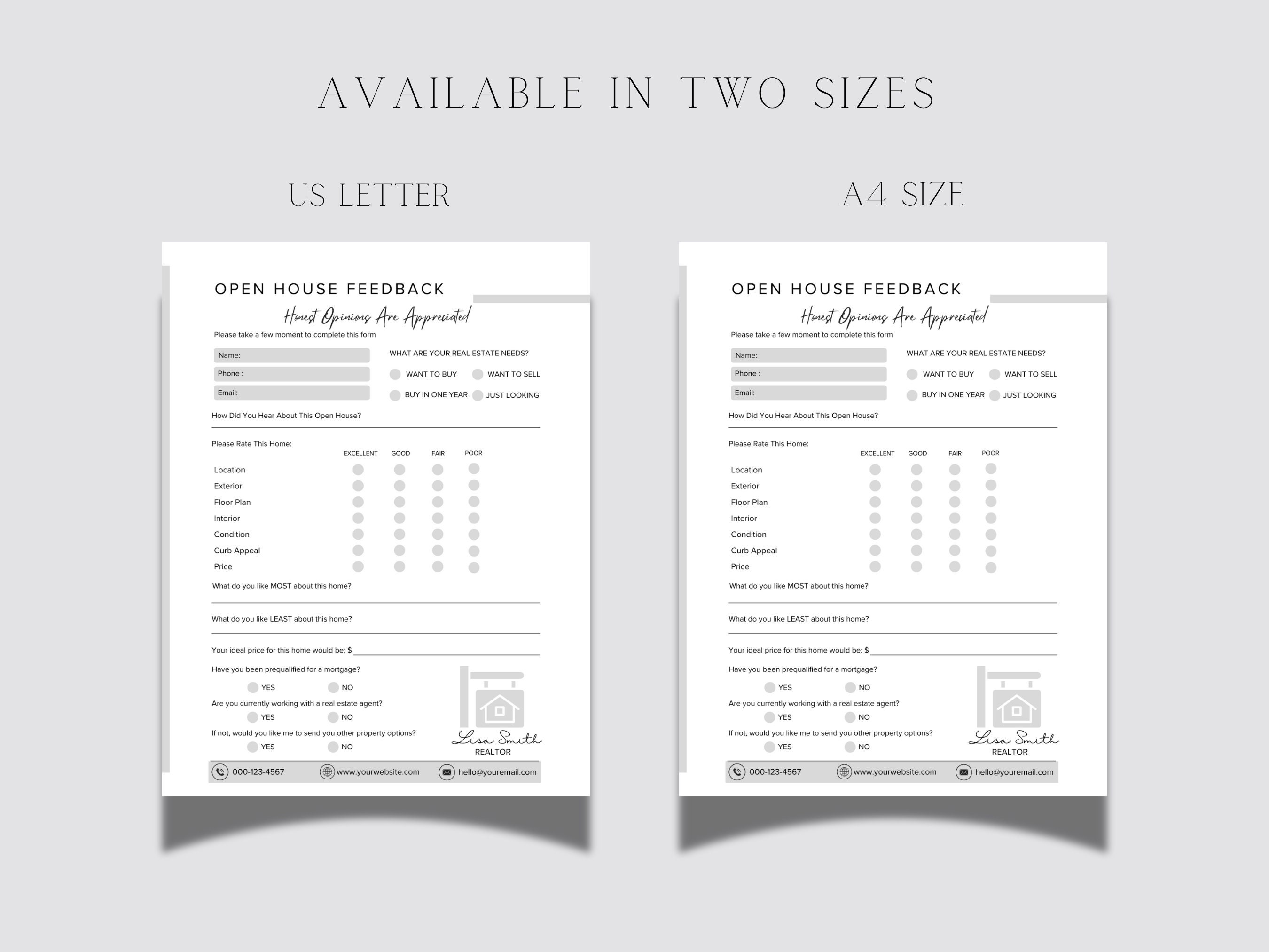 Editable Open House Feedback Form Template for Real Estate Buyer ...