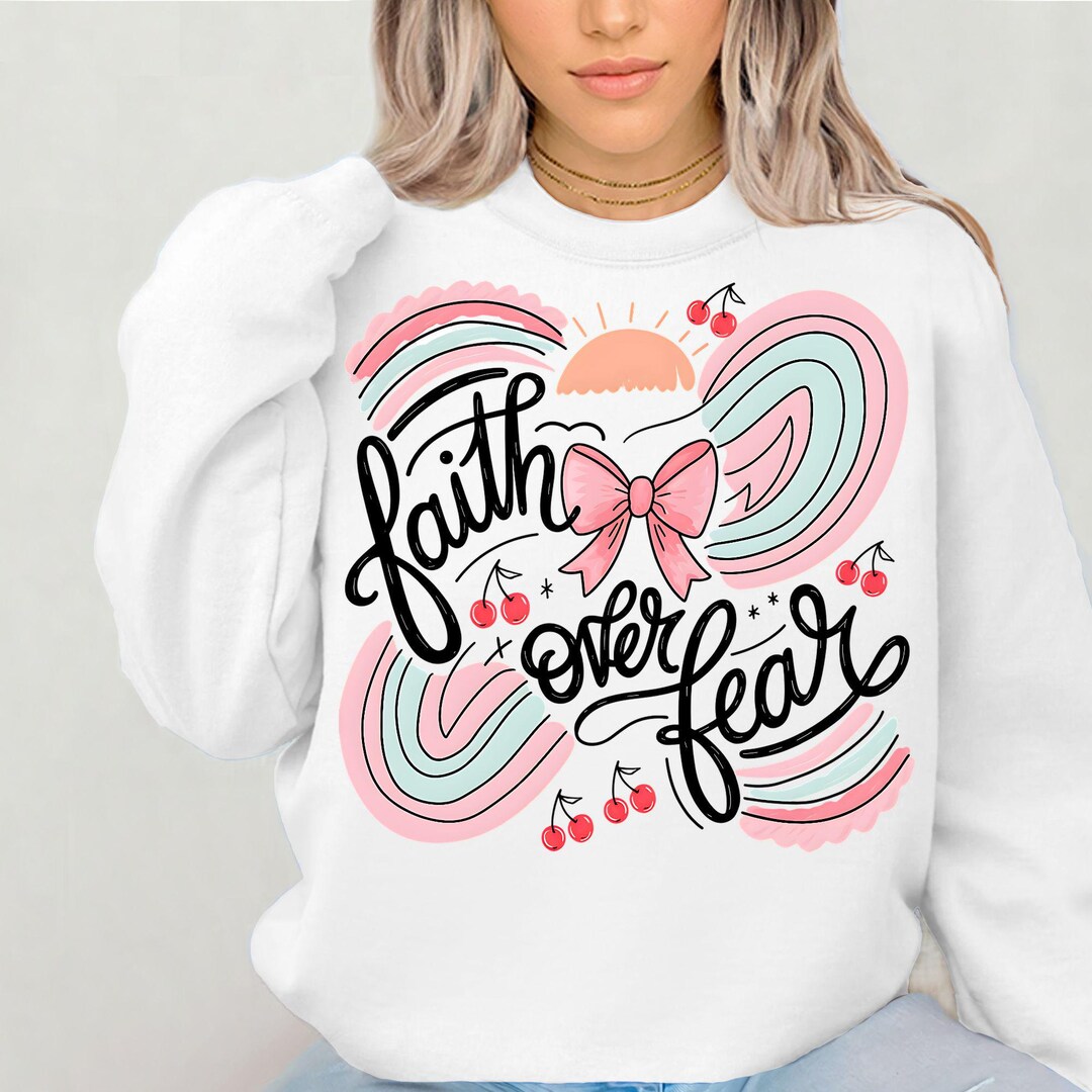 Faith Over Fear Png Pink Bow Png Positive Affirmation PNG Coquette ...