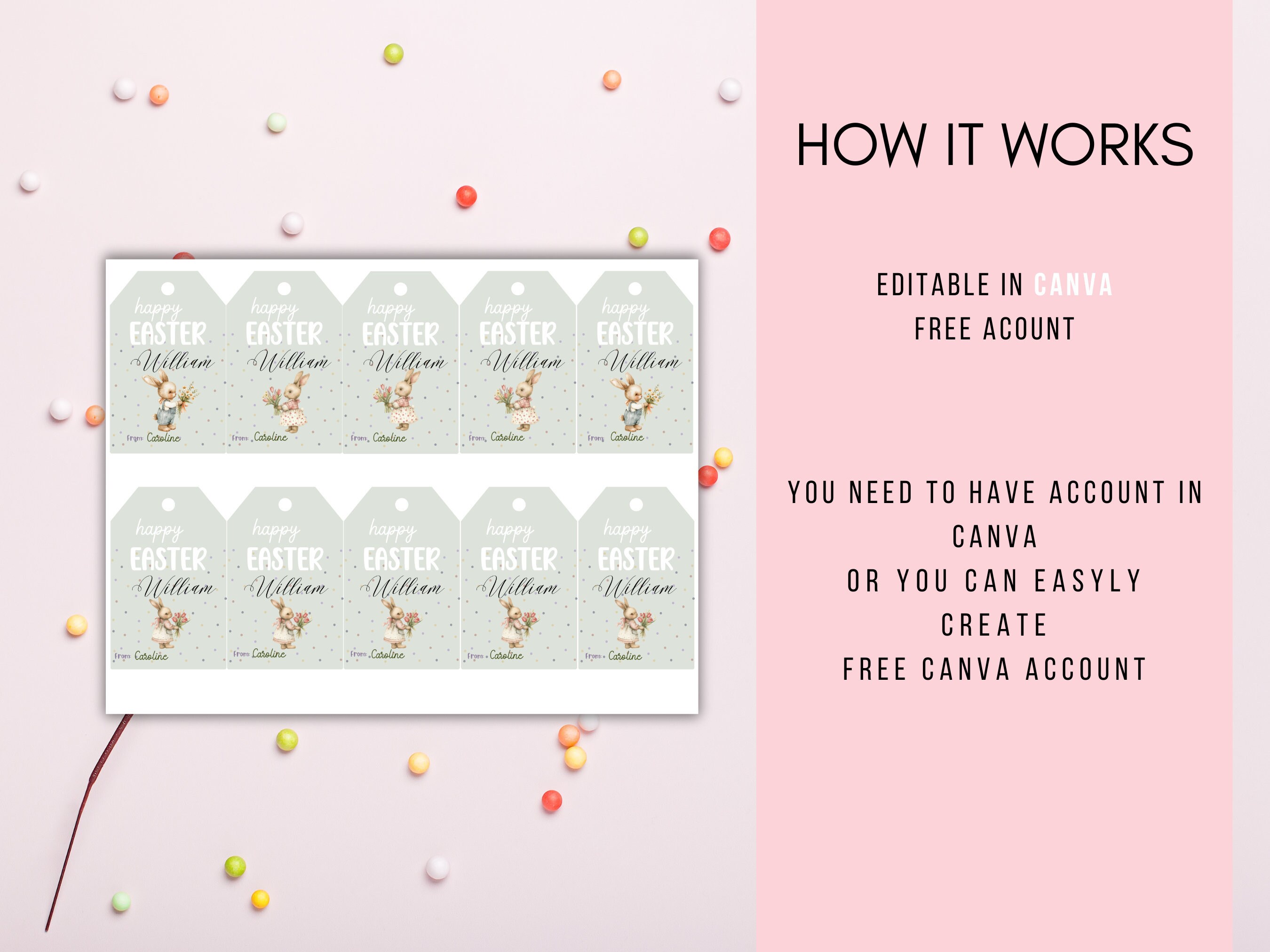 Printable Editable Easter Gift Tags for DIY Projects Customizable ...