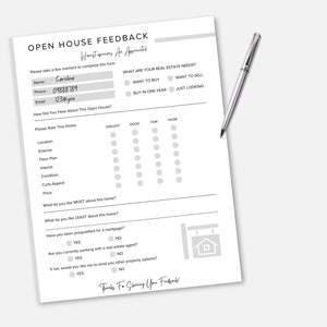House Tour Review Form for Open House Guests Survey Template for Open ...
