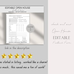 House Tour Review Form for Open House Guests Survey Template for Open ...
