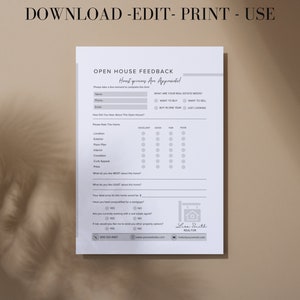 Editable Open House Feedback Form Template for Real Estate Buyer ...