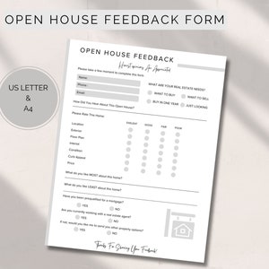 House Tour Review Form for Open House Guests Survey Template for Open ...