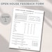 House Tour Review Form for Open House Guests Survey Template for Open ...