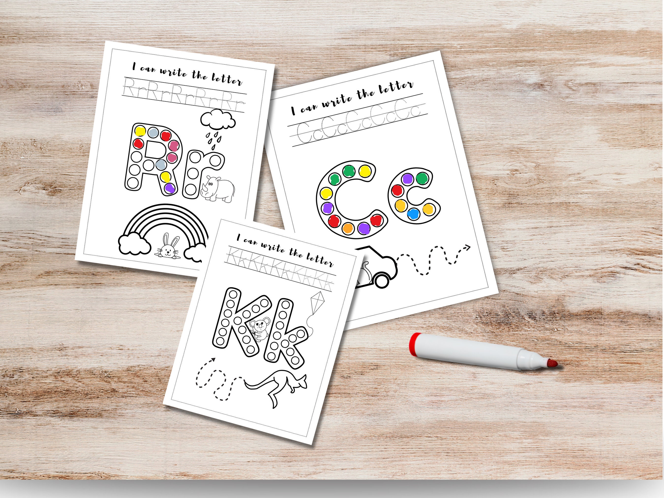 Dot Alphabet Tracing Letters Dot Marker Worksheet Upper an Lower Case ...