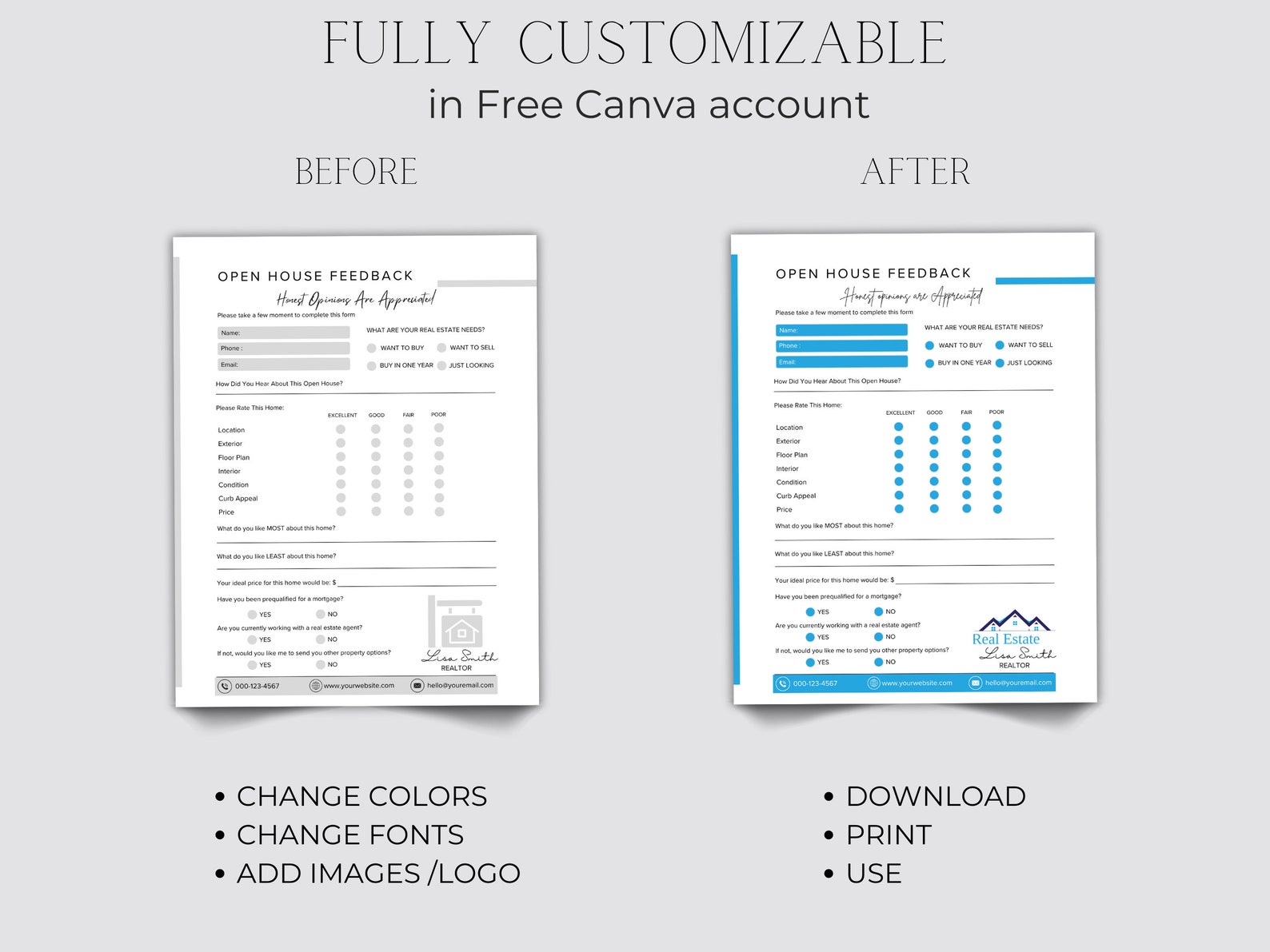 Editable Open House Feedback Form Template for Real Estate Buyer ...