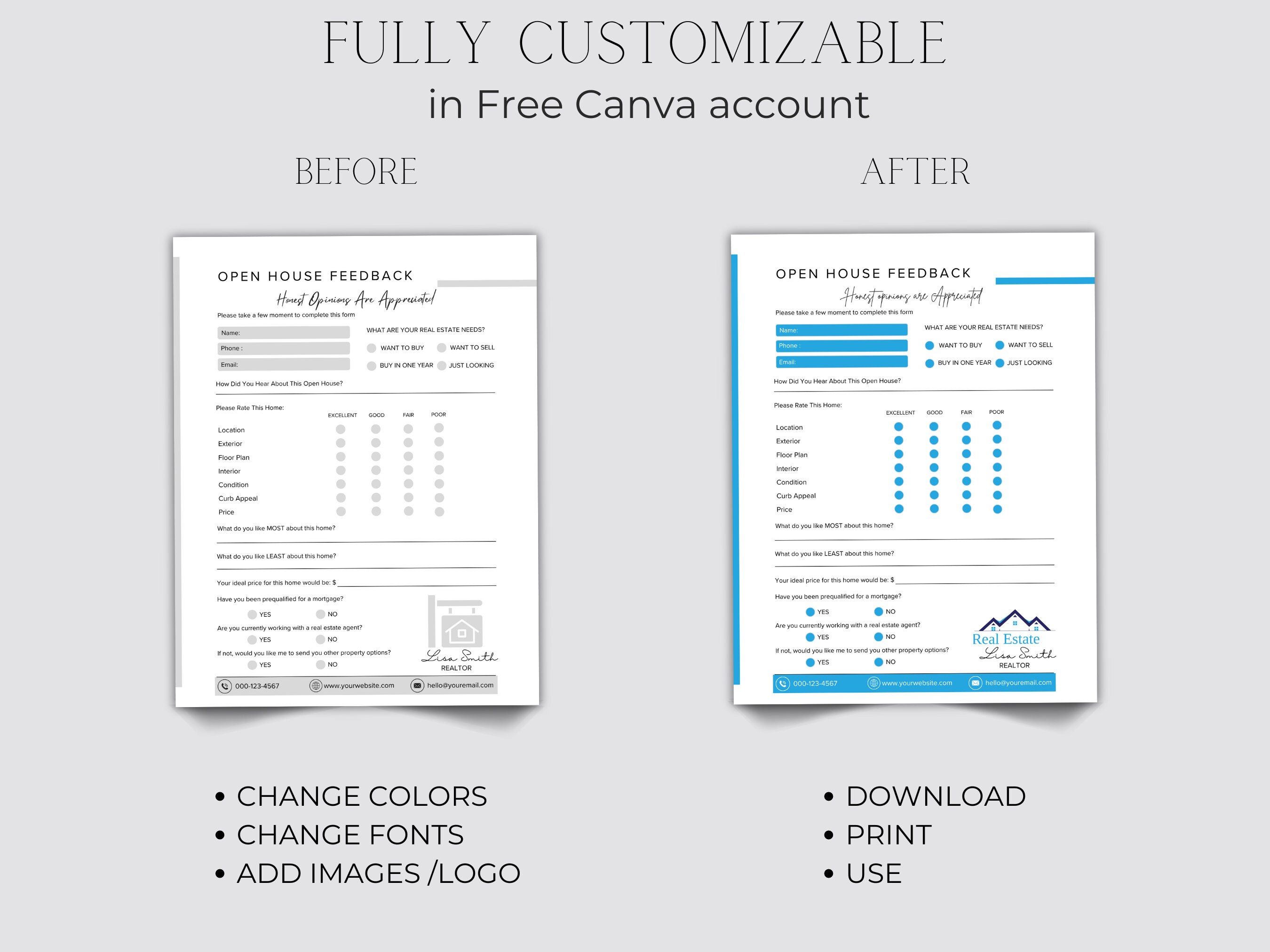 Editable Open House Feedback Form Template for Real Estate Buyer ...