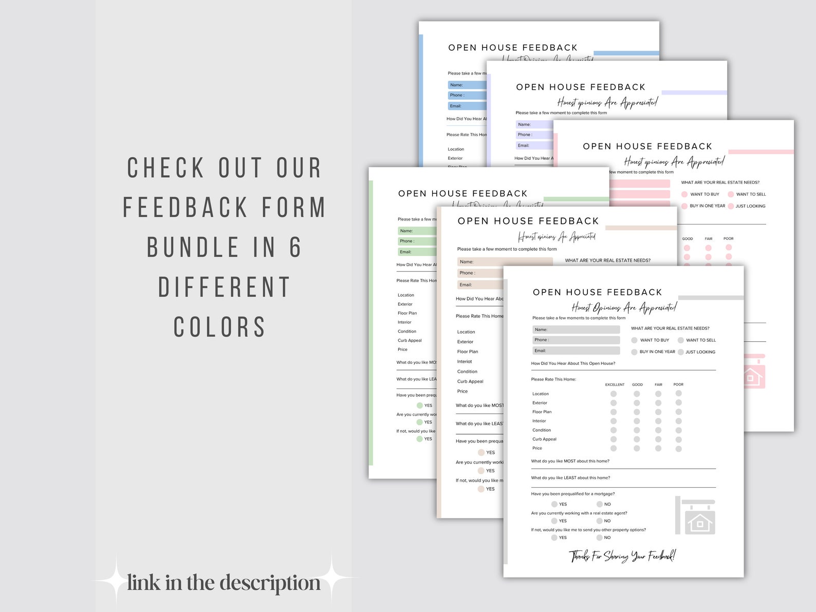 House Tour Review Form for Open House Guests Survey Template for Open ...