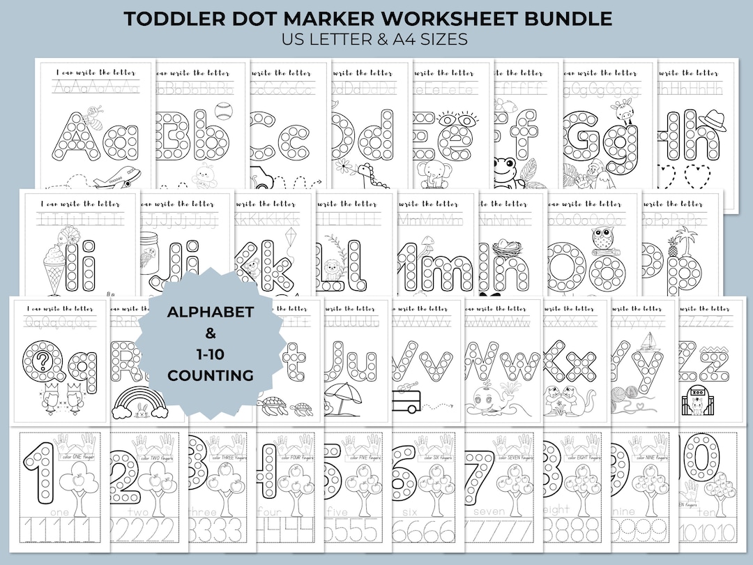 Toddler Dot Marker Worksheet Bundle Number Tracing Maths Handwriting ...