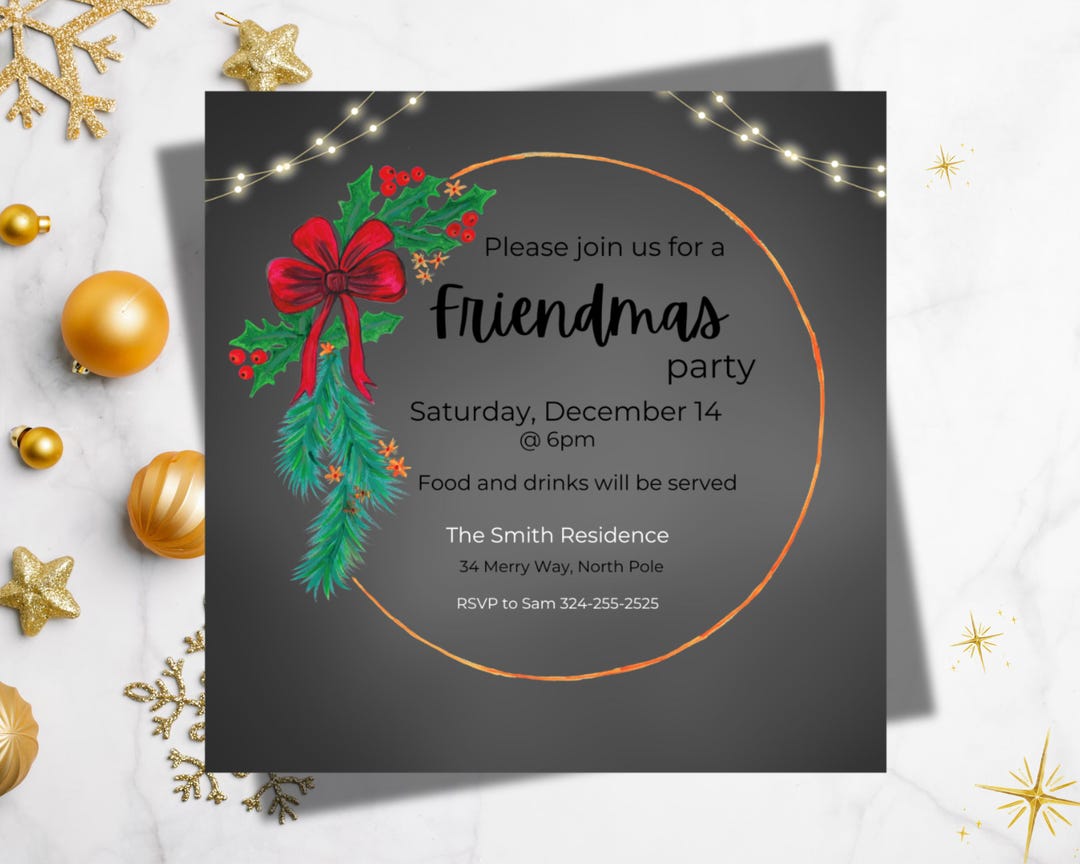 Editable FRIENDSMAS Invite, Friendsmas Christmas Party, Christmas ...