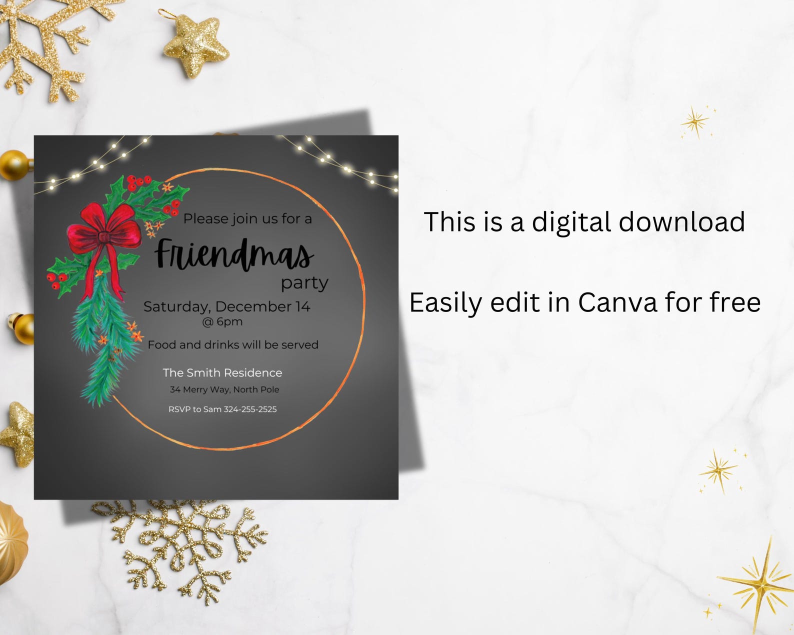 Editable FRIENDSMAS Invite, Friendsmas Christmas Party, Christmas ...