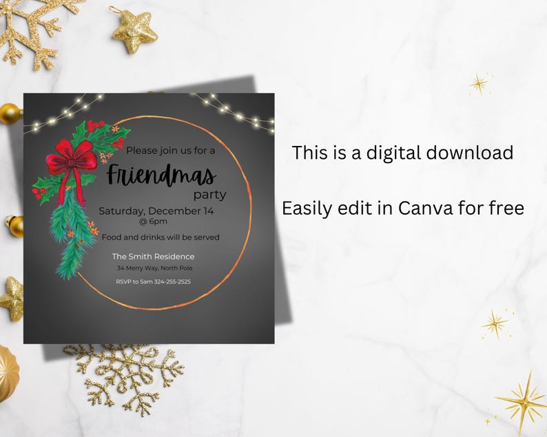 Editable FRIENDSMAS Invite, Friendsmas Christmas Party, Christmas ...