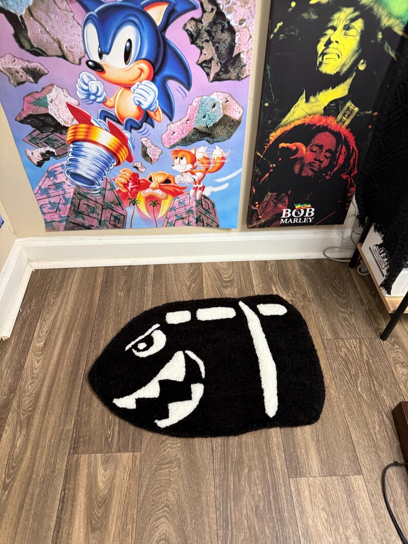 Torpedo Ted Mario Kart Black & White Rug - Etsy