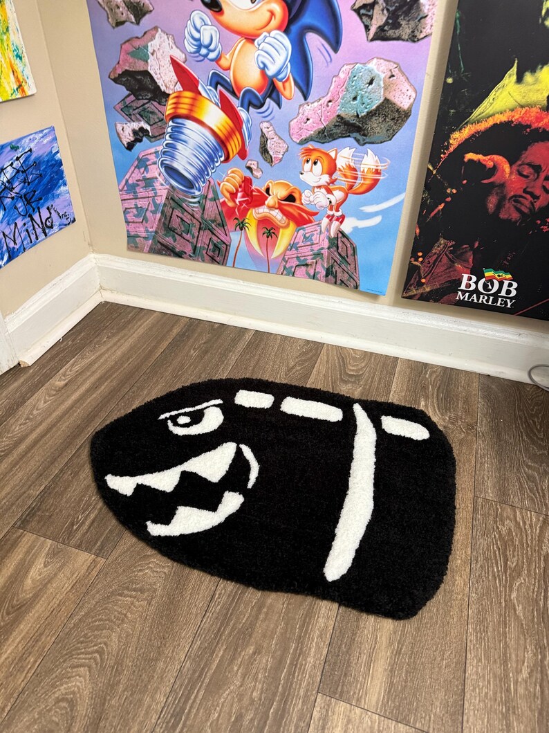 Torpedo Ted Mario Kart Black & White Rug - Etsy