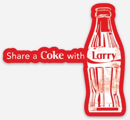 Share a Coke With Larry Sticker | Free Shipping | Free Additional ...
