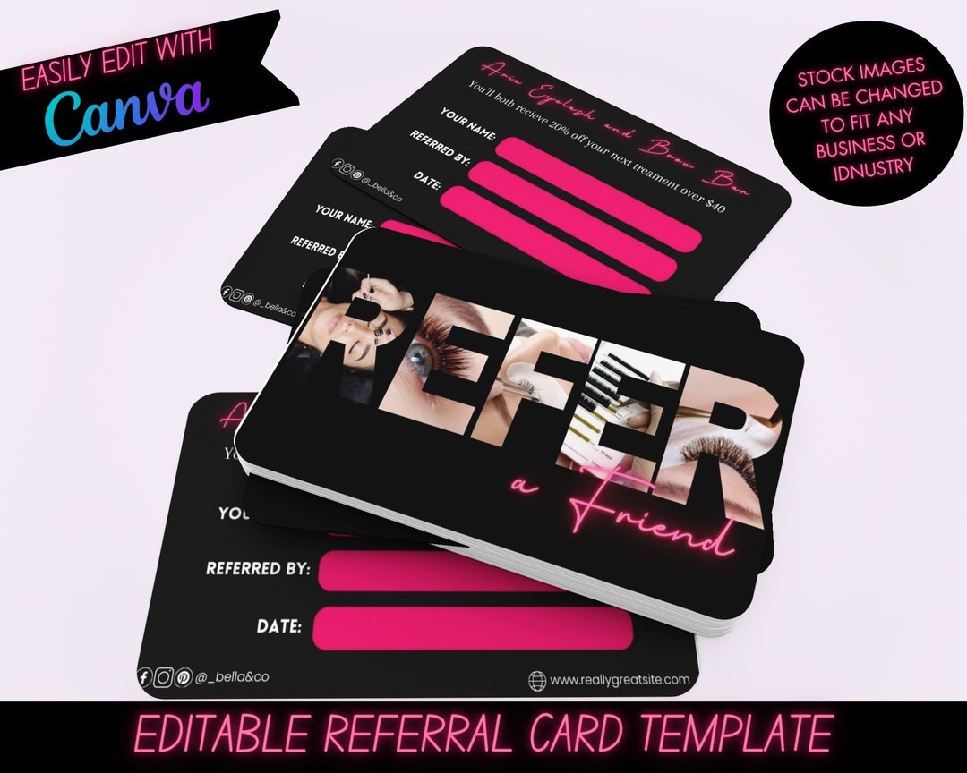 Referral Card Template, Printable Refer a Friend Template, Discount ...