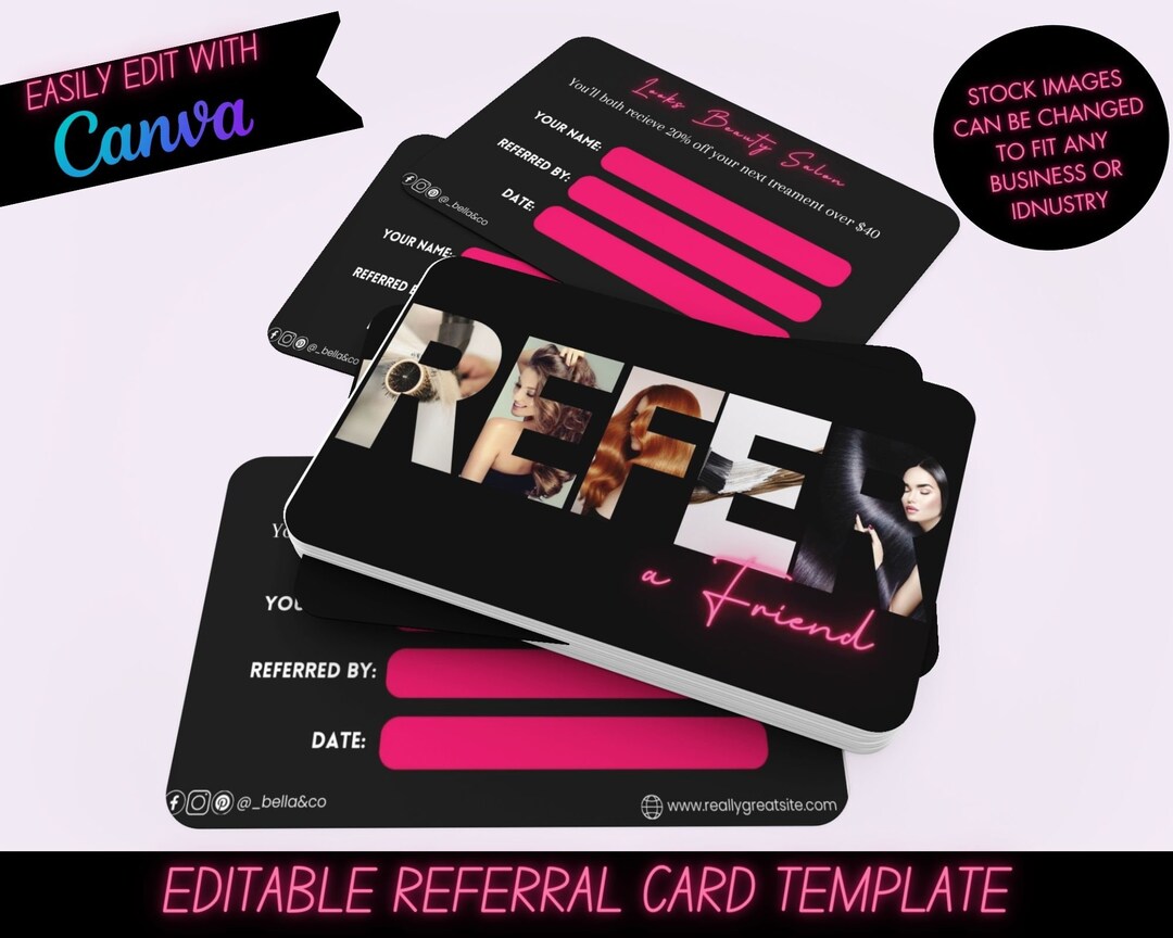 Referral Card Template, Printable Refer a Friend Template, Discount ...