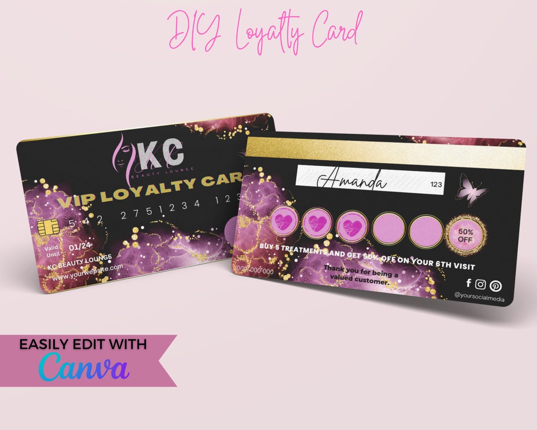 Loyalty Card DIY Loyalty Card Punch Card Fantasy Theme Design Loyalty ...