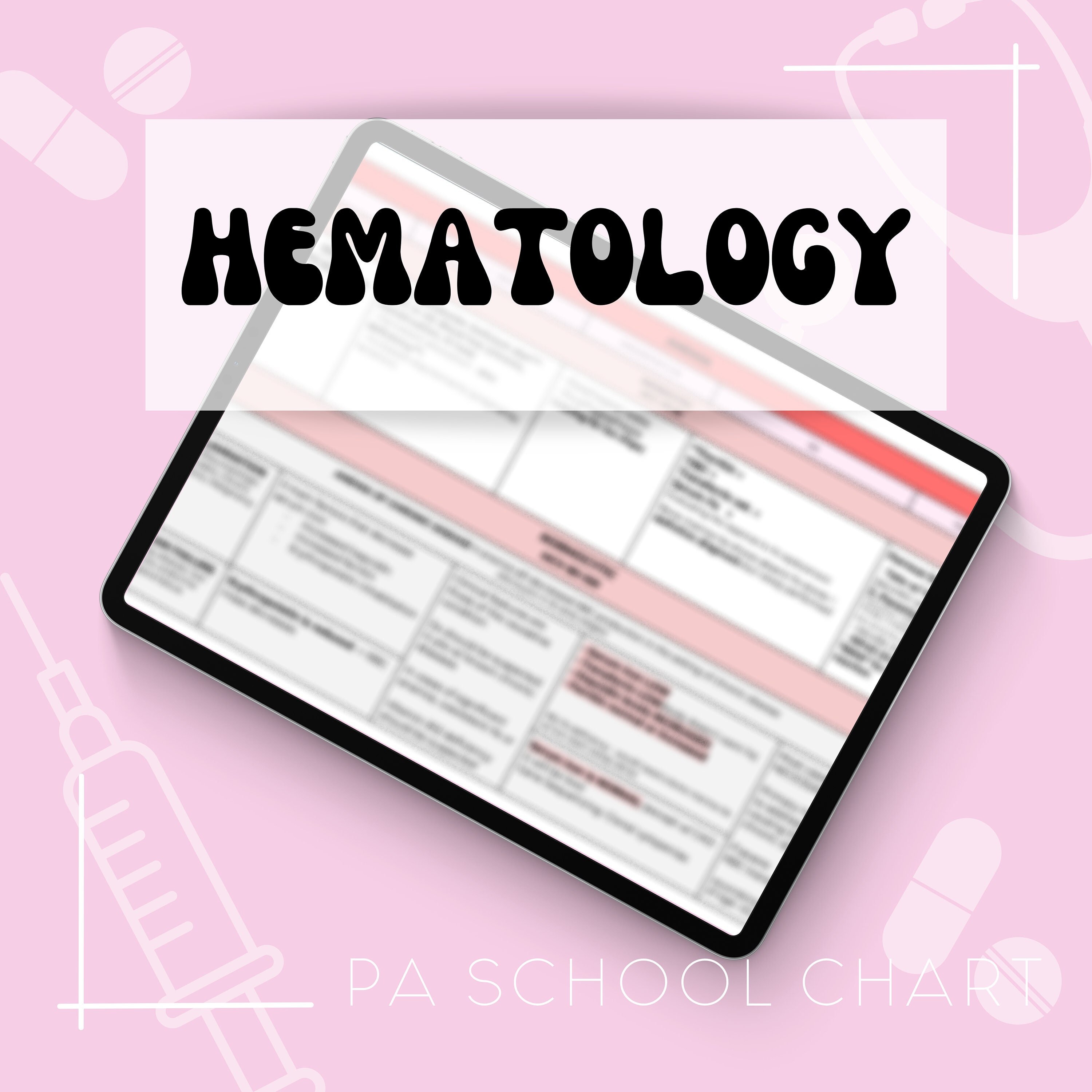 PA School Hematology Notes, Chart, PA School, Medical School Notes, PA ...