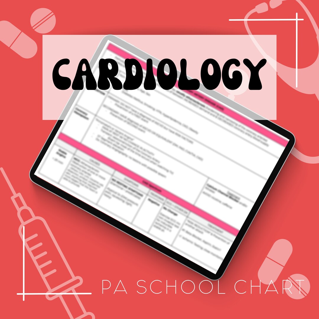 PA School Cardiology Notes, Chart, PA School, Medical School Notes, PA ...