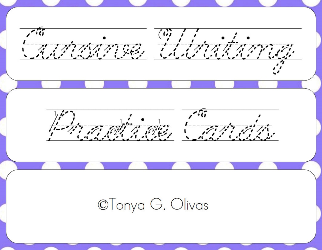 Cursive Handwriting Practice Cards - Etsy