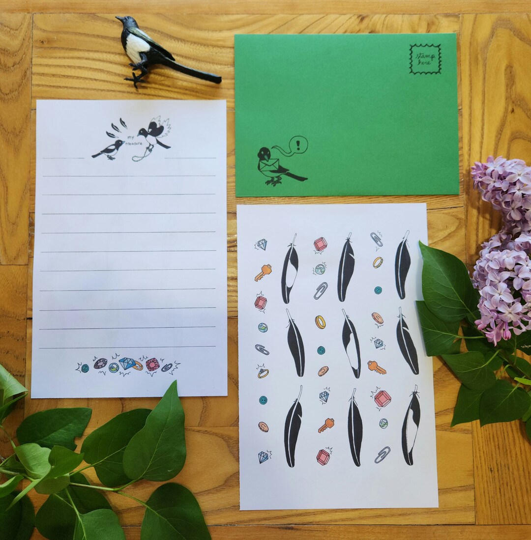 Magpie Treasure Letter-writing Set | Hand-drawn, Hand-inked Stationery ...