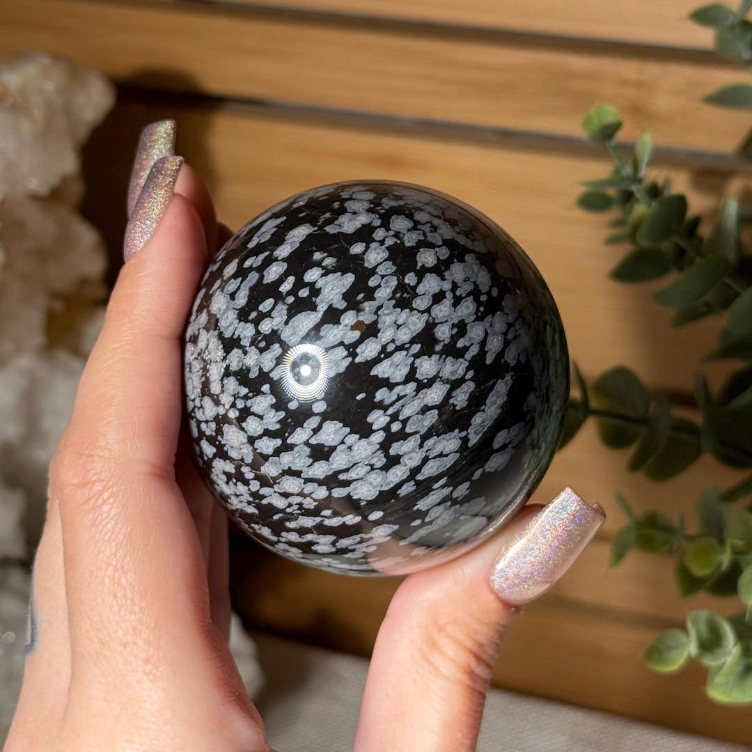 Snowflake Obsidian Sphere Natural Volcanic Glass Crystal Ball for ...