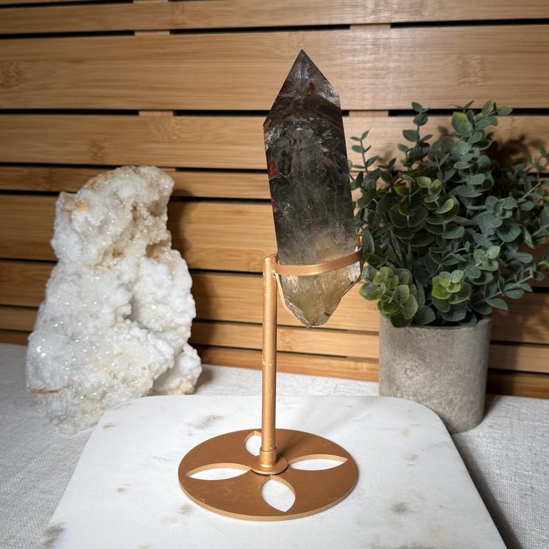 Large Phantom Garden Quartz Crystal Point Partially Polished Lodolite ...