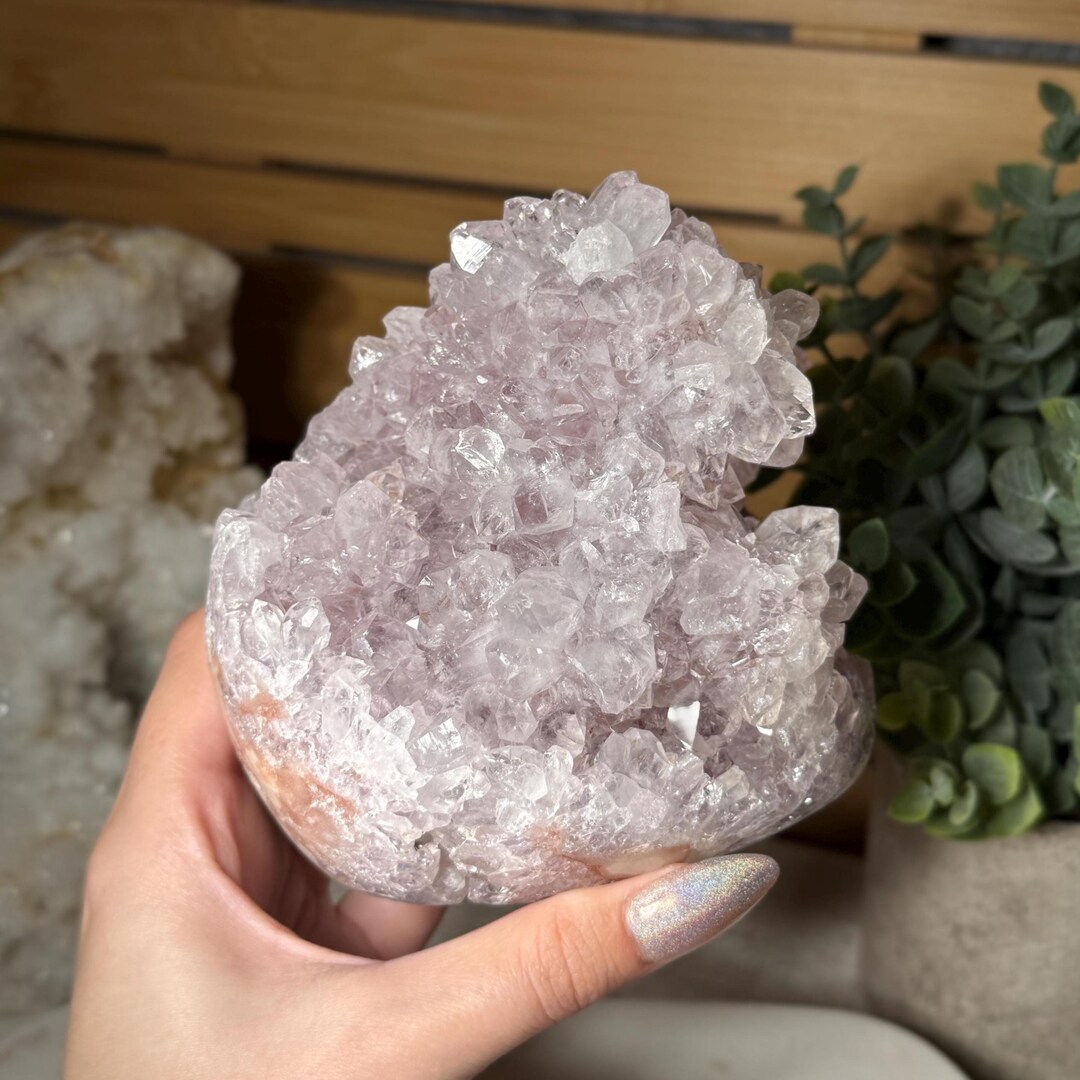 Lustrous Quartz Cluster Crystal Freeform With Pink Amethyst Unique ...