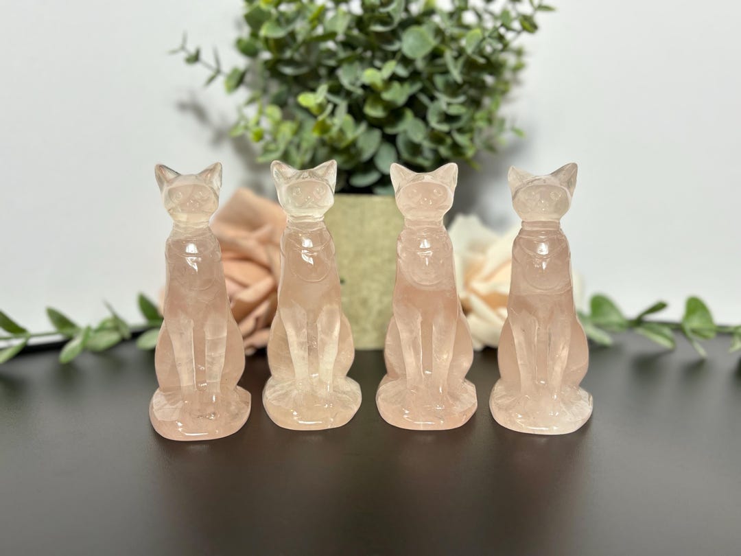 Rose Quartz Sphynx Crystal Rose Quartz Cat Figurine Carved Sphynx Cat ...