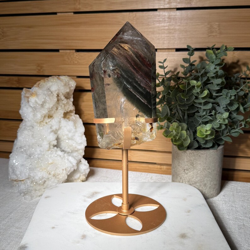 Large Phantom Garden Quartz Crystal Point Partially Polished Lodolite ...