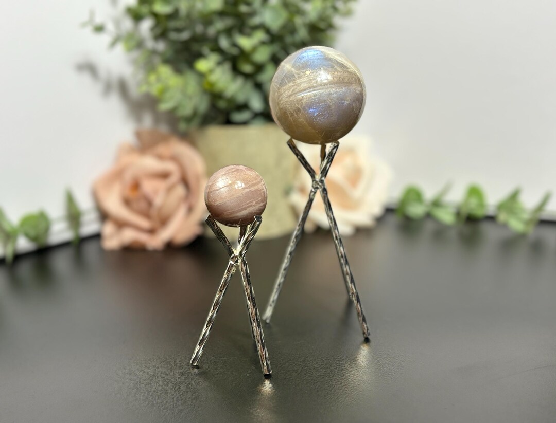 Crystal Sphere Stand Silver Twisted Tripod Stand Crystal Ball Stand Geometric Sphere Holder for ...