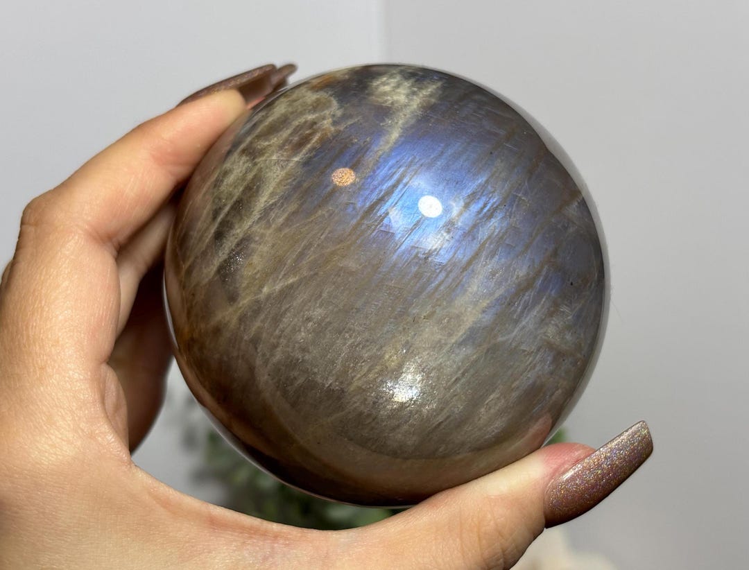 Large Moonstone Crystal Sphere White and Blue Flash Moonstone Sphere ...