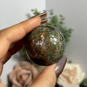 Orbicular Ocean Jasper Pebble Large Tumbled Stone Ocean Jasper Crystal ...