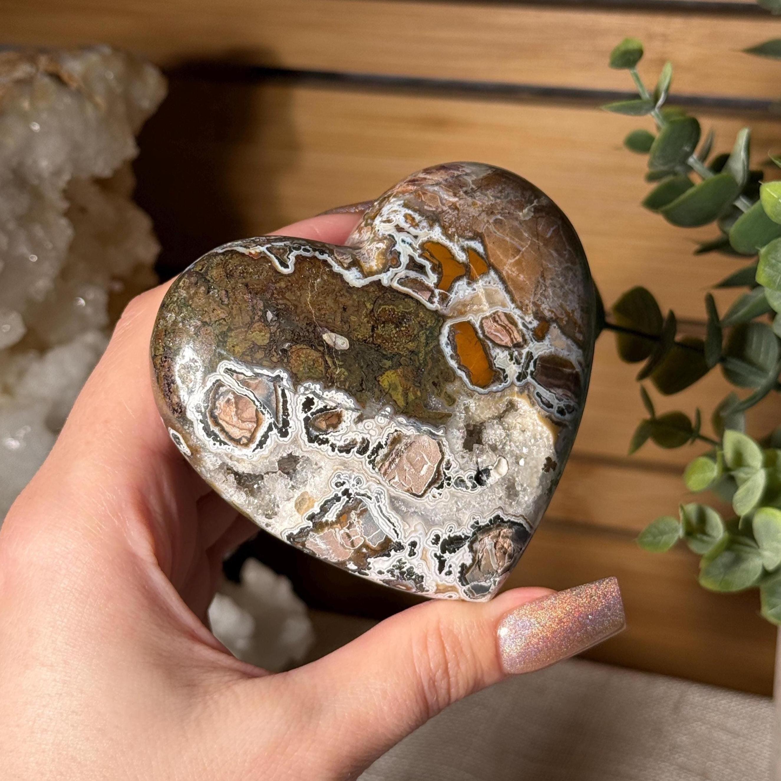 Druzy Brecciated Jasper Crystal Heart Unique Brecciated Jasper Heart ...