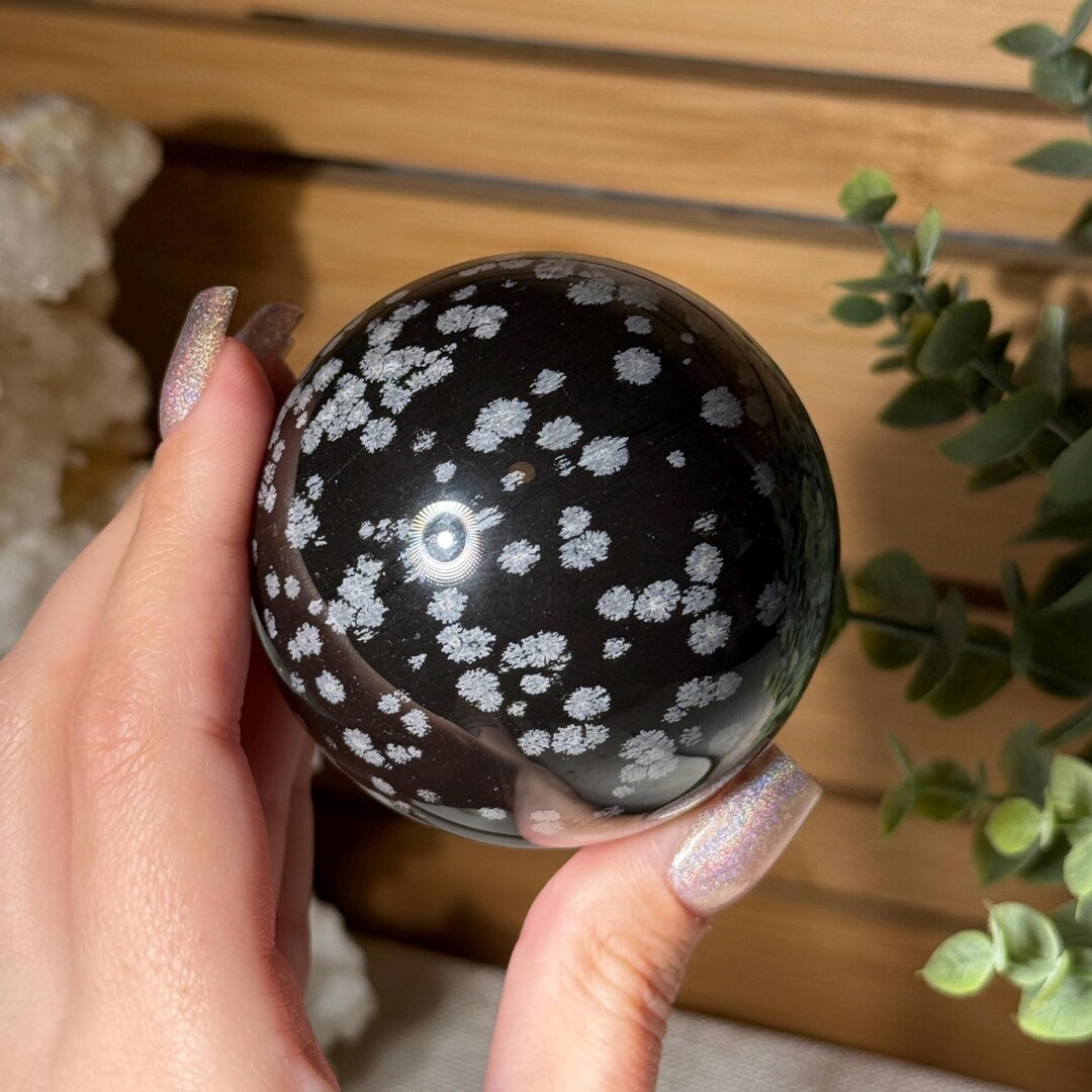 Snowflake Obsidian Sphere Natural Volcanic Glass Crystal Ball for ...