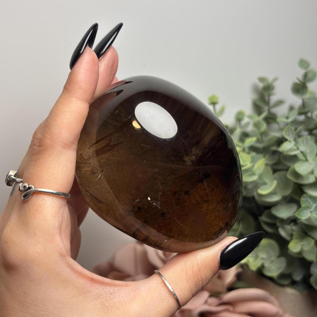 Large Smoky Garden Quartz Lens Lodolite Quartz Crystal Lens Partially ...