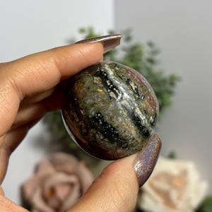 Orbicular Ocean Jasper Pebble Large Tumbled Stone Ocean Jasper Crystal ...
