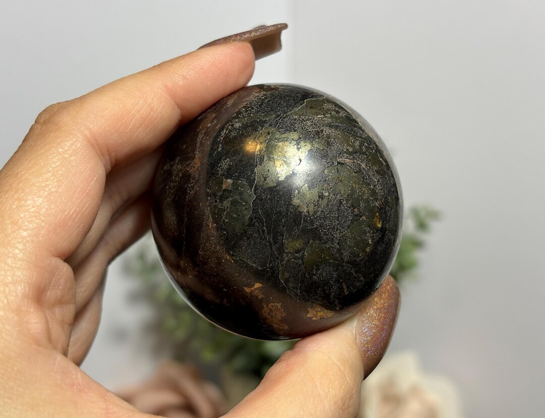Pyrite Shungite Sphere Naturally Mixed Minerals Shungite With Pyrite ...