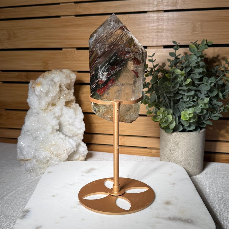 Large Phantom Garden Quartz Crystal Point Partially Polished Lodolite ...