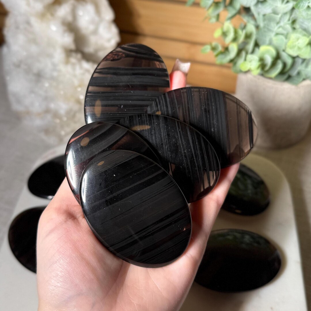 Midnight Lace Obsidian Palm Stone Pick Your Own Large Ice Obsidian Flat ...