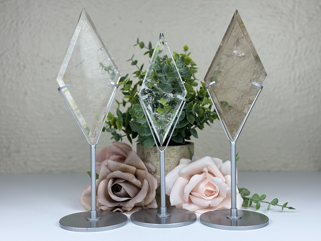 Quartz Crystal on Stand Clear Quartz Smoky Quartz Diamond on Stands for ...