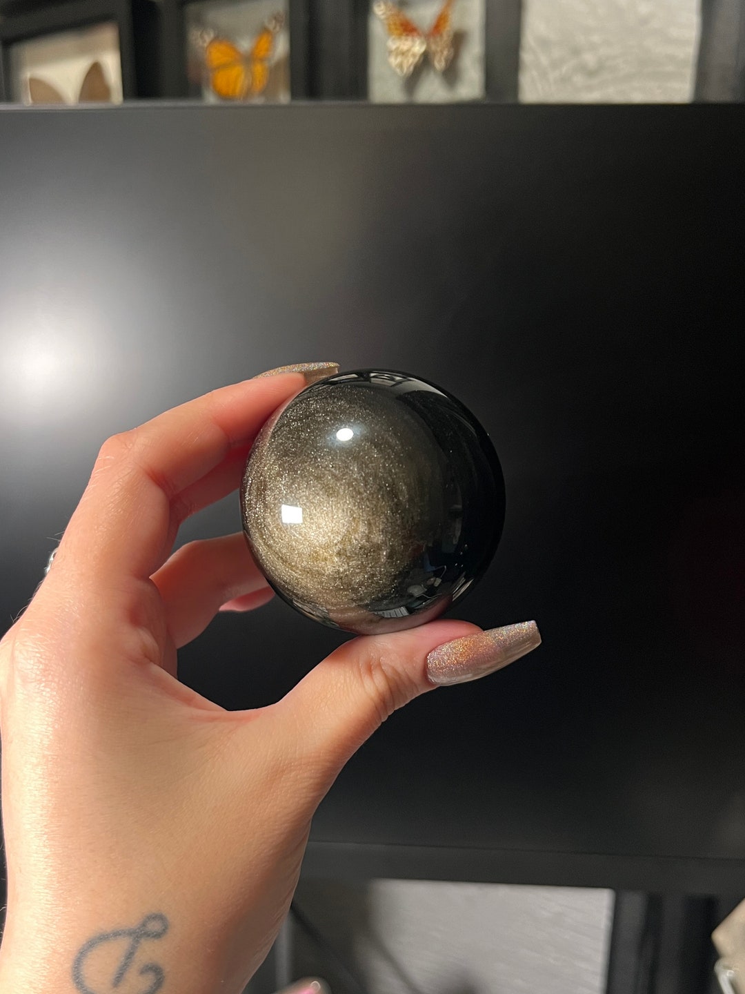 Gold Sheen Obsidian Sphere - Etsy
