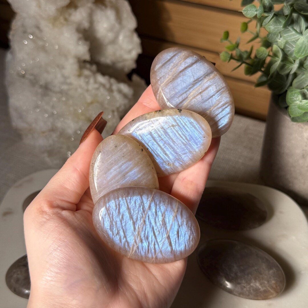 Flashy Moonstone Palm Stone Pick Your Own Moonstone Crystal With Blue ...