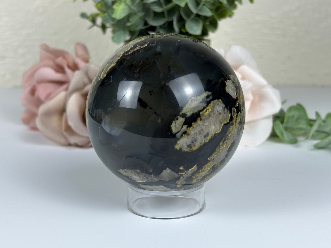 Volcano Agate Sphere UV Reactive Agate Crystal Sphere Volcanic Agate ...
