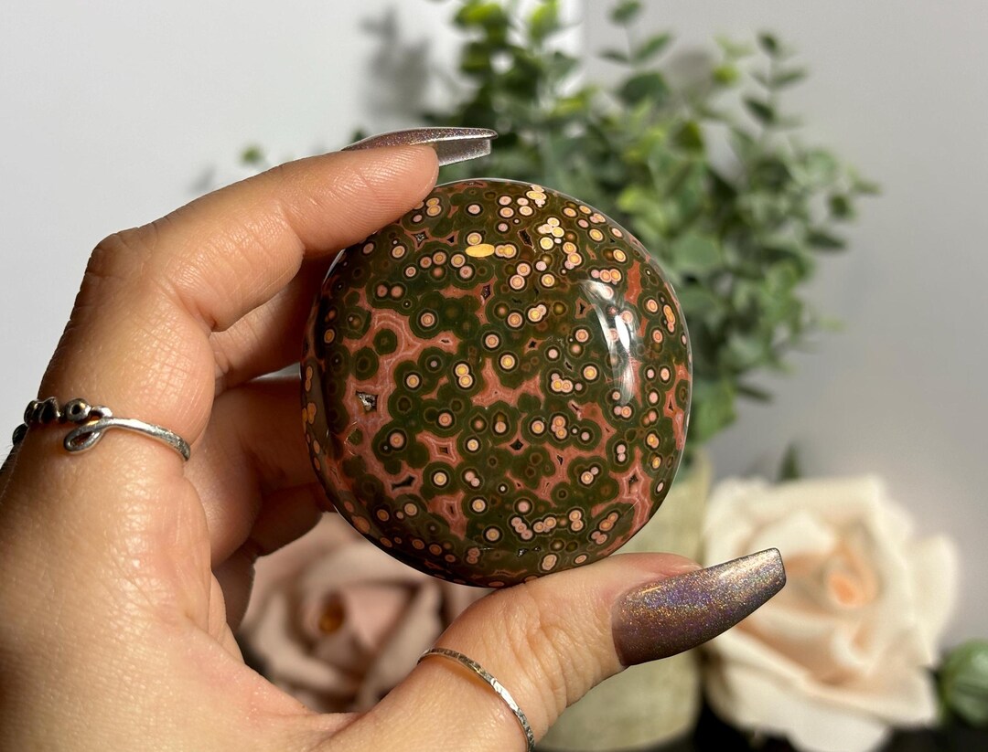 Veinless Ocean Jasper Palm Stone Gorgeous Orbicular Ocean Jasper Palm ...