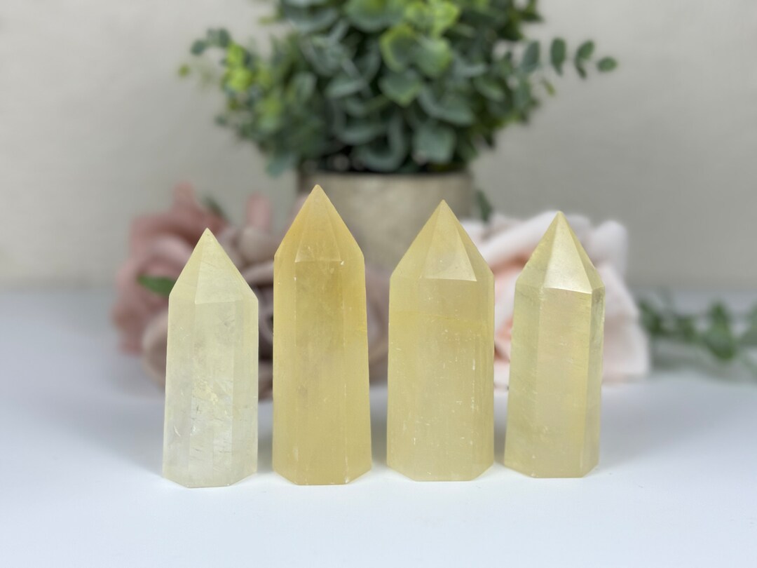 Small Honey Calcite Crystal Point Polished Calcite Tower Point Natural ...
